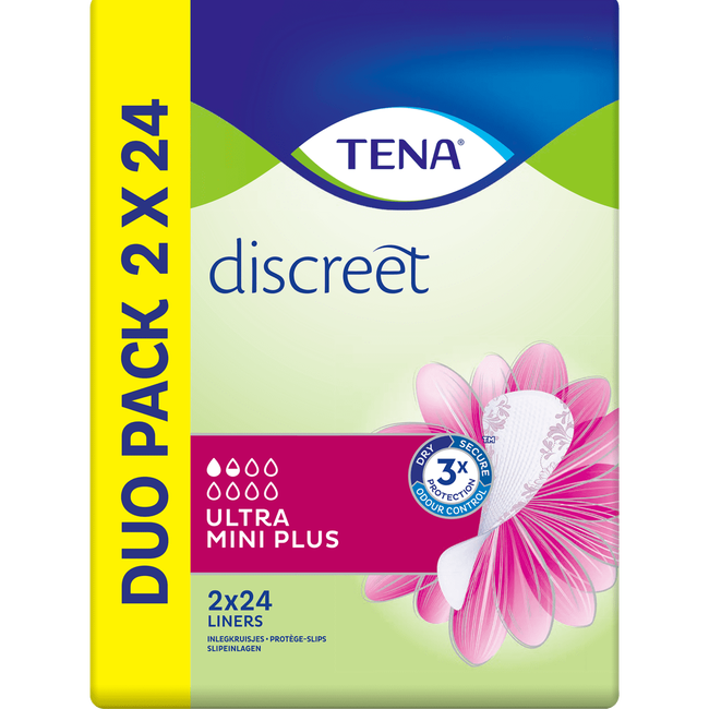 TENA Discreet Ultra Mini Plus Inlegkruisjes Duopack 48 EA | Etos