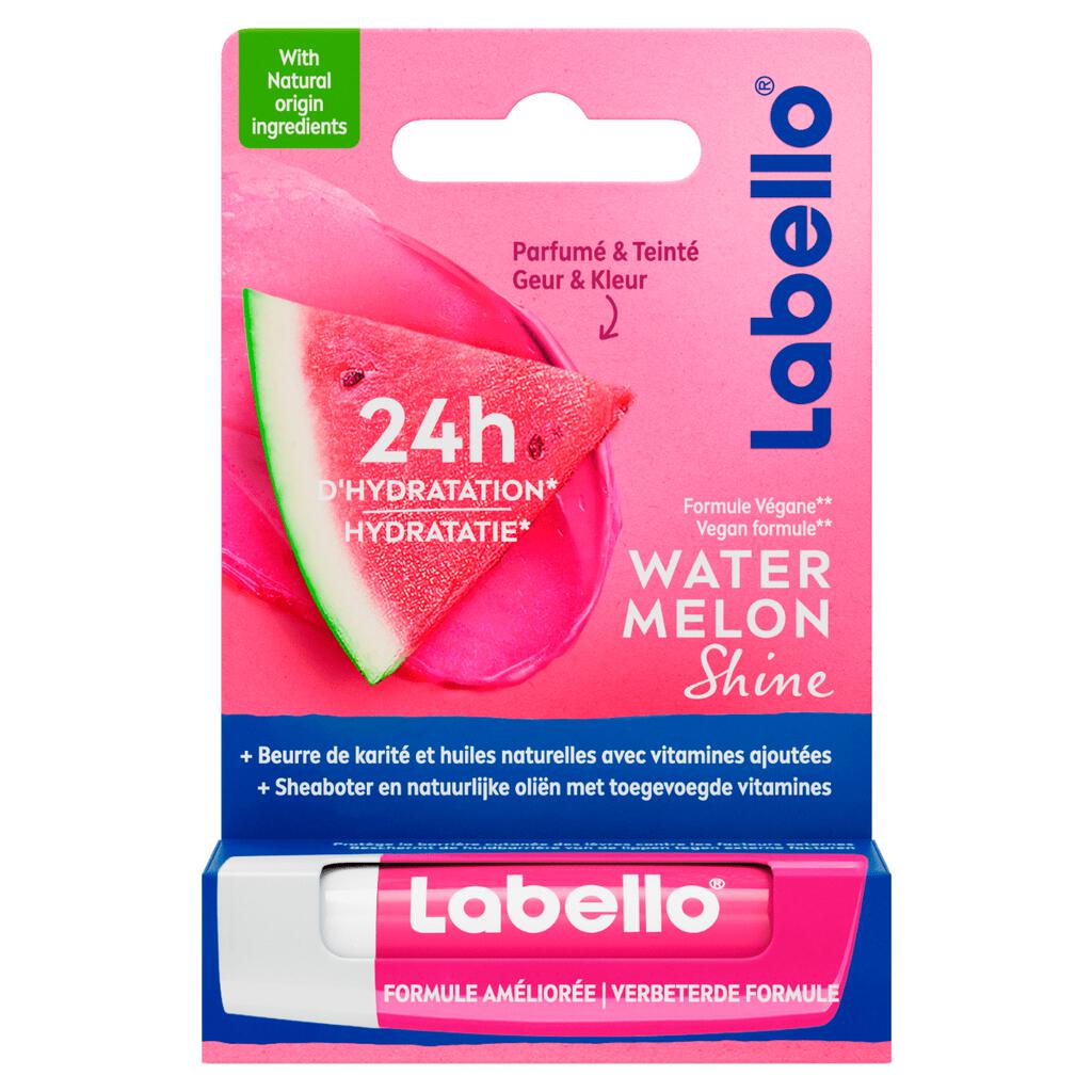 Labello Watermelon Shine Lippenbalsem 24u Hydratatie Roze 1 Stuk 5.5 ML ...