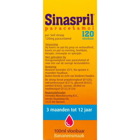 Sinaspril Vloeibaar paracetamol 120 mg 100 ML 100 ML | Etos