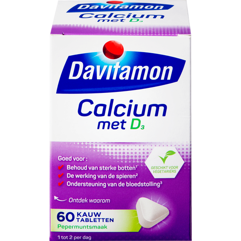 Davitamon Calcium met Vitamine D Kauwtabletten Mint 60 EA | Etos