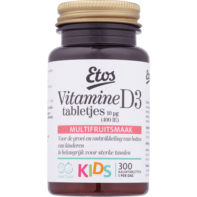 Vitamine D3 10 µg Kauwtabletten 300 tabletten 300 EA | Etos