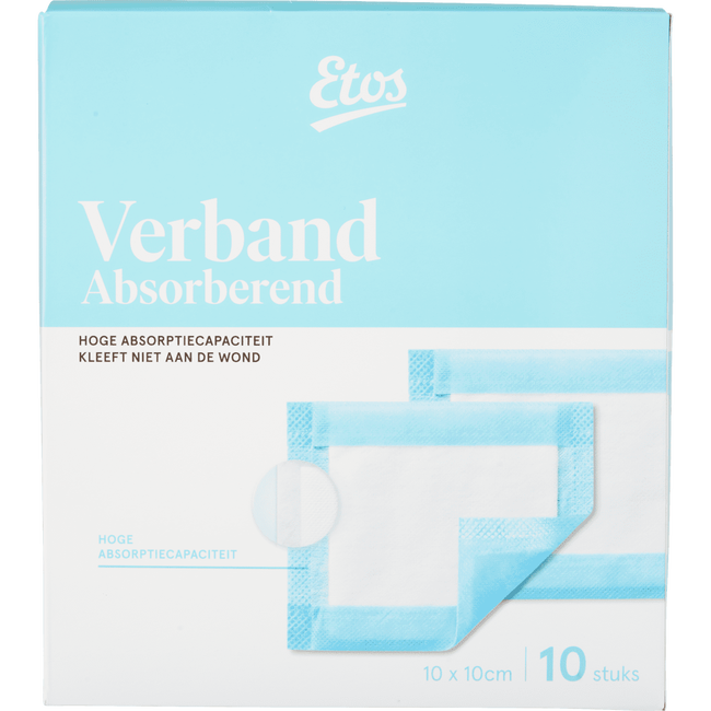 Etos Absorberend verband 10 x 10 CM 10 stuks 10 EA | Etos