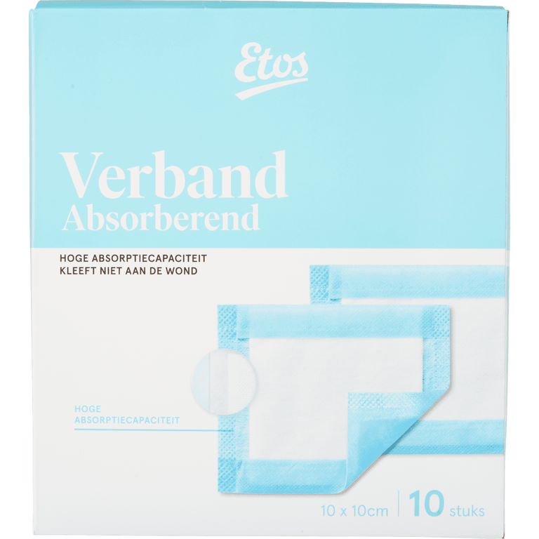 Etos Absorberend verband 10 x 10 CM 10 stuks 10 EA | Etos