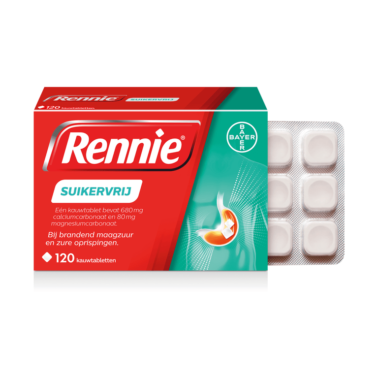 Rennie Suikervrij 120 tabletten 120 EA | Etos