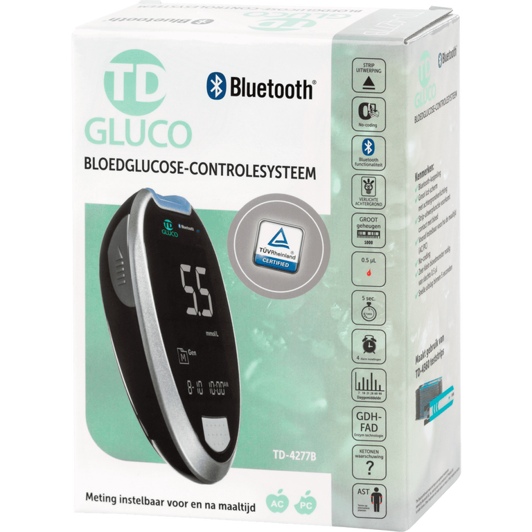 Ht One TD Gluco Bluetooth Bloedglucose Meter Startpakket 270 GR | Etos