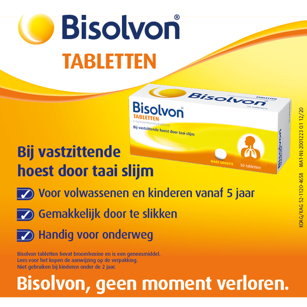 Bisolvon Tabletten Bij Vastzittende Hoest Voor Volwassen 8 mg 50 ...