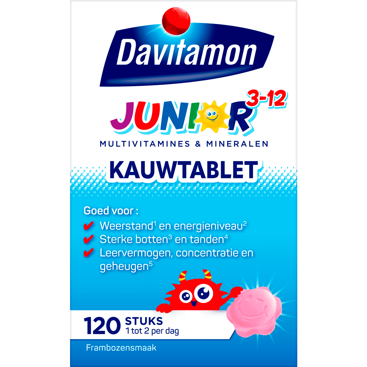 Davitamon Junior 3+ Multivitamine Kinderen Frambozensmaak 120 ...