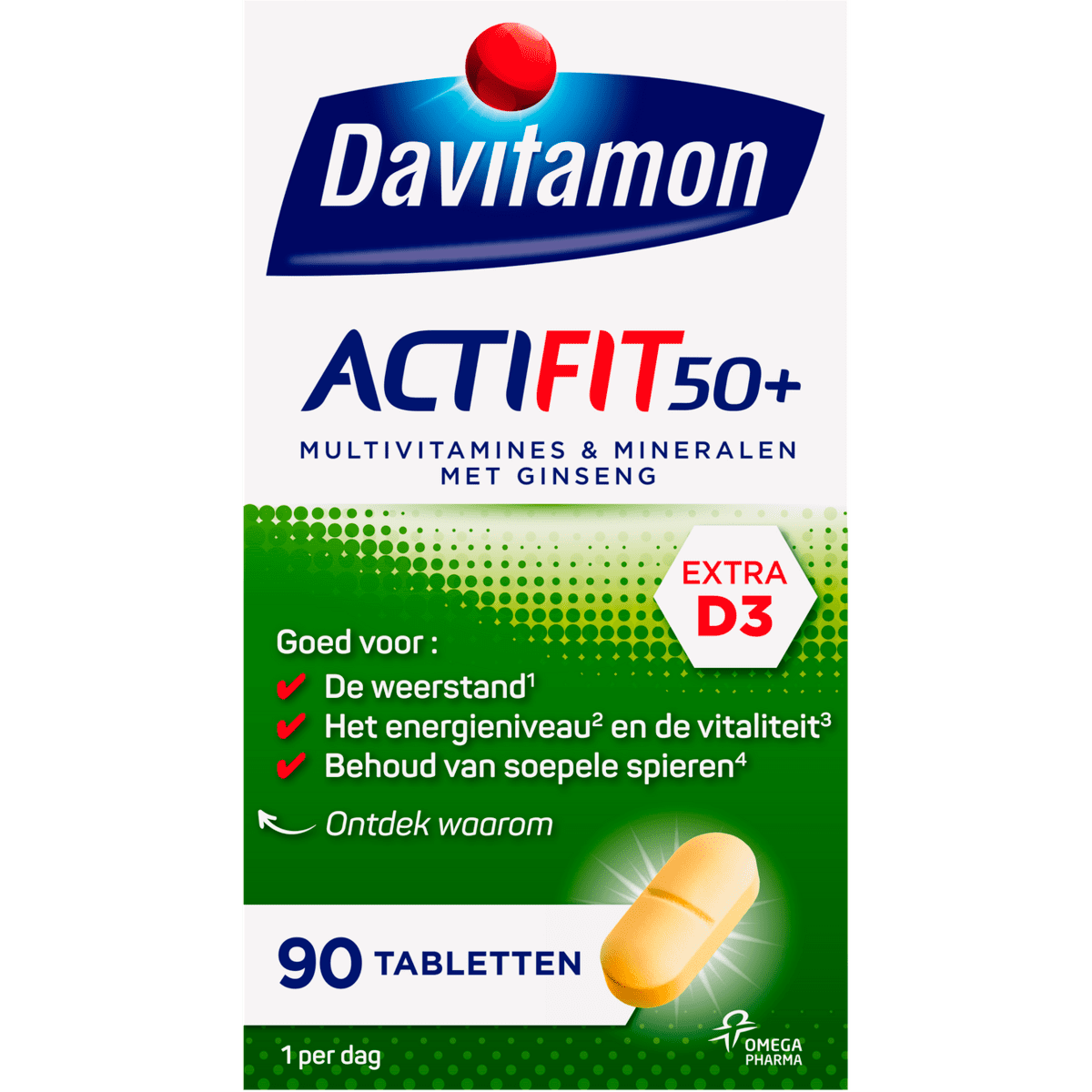 Davitamon Actifit 50+ Multivitamine met Ginseng 90 Tabletten 90 EA | Etos