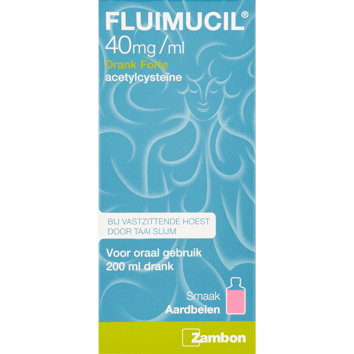 Fluimucil Drank Forte 40 mg/ml Hoestdrank Aardbeiensmaak 200 ML | Etos