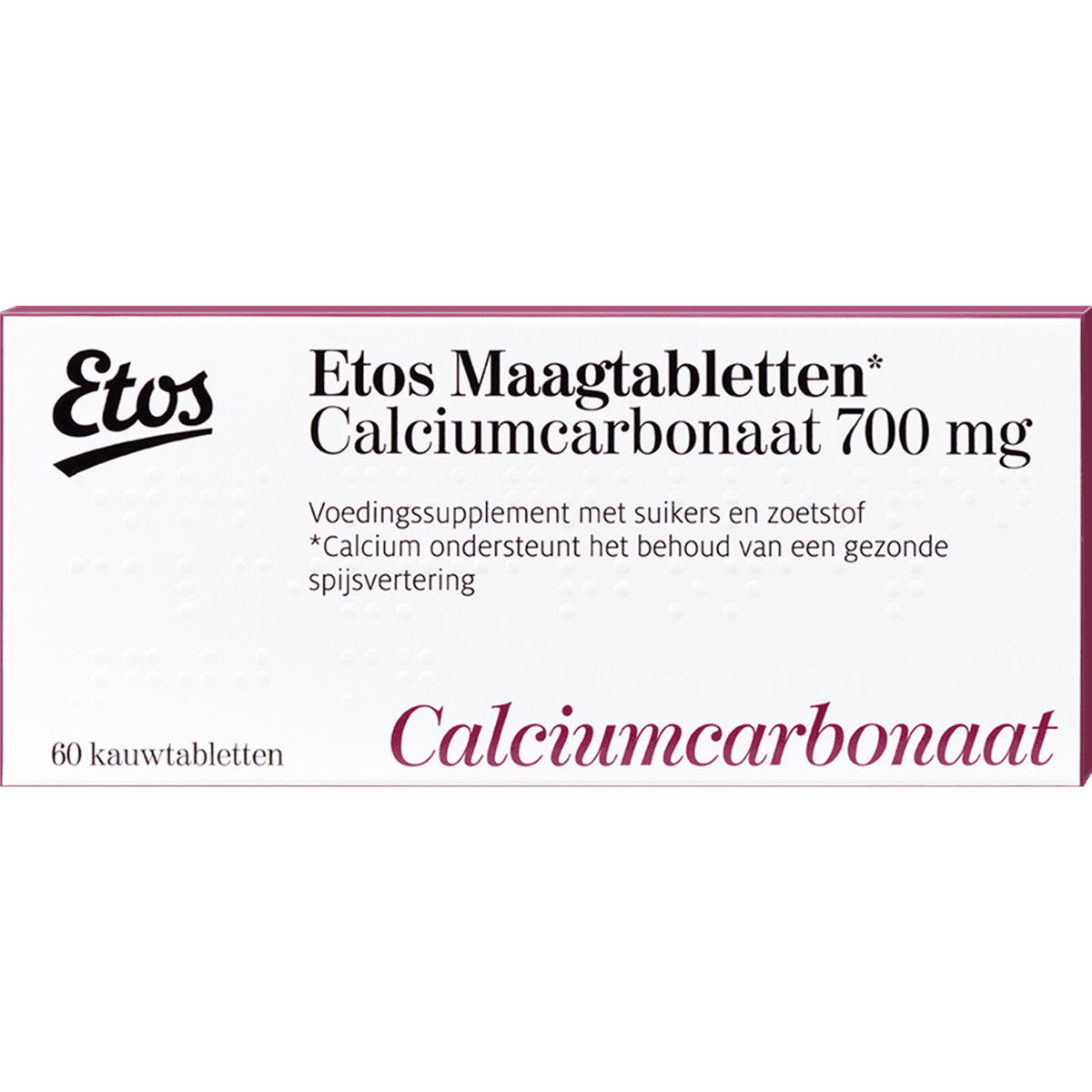 Etos Maagtabletten Calciumcarbonaat 700 mg 60 stuks 60 EA | Etos