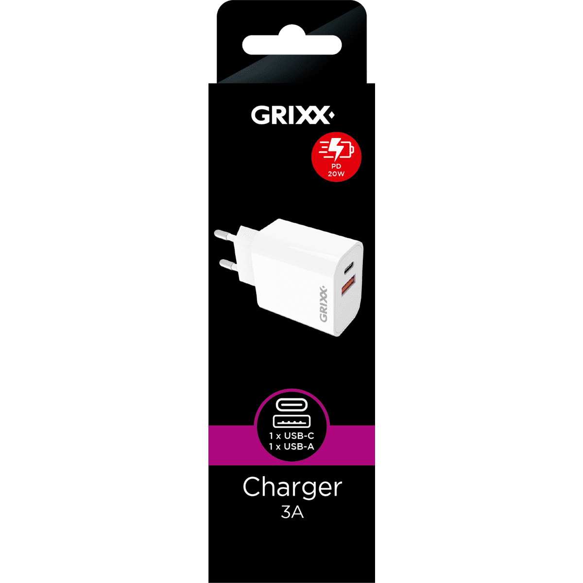 Grixx Charger USB-C + USB-A White 1 EA | Etos