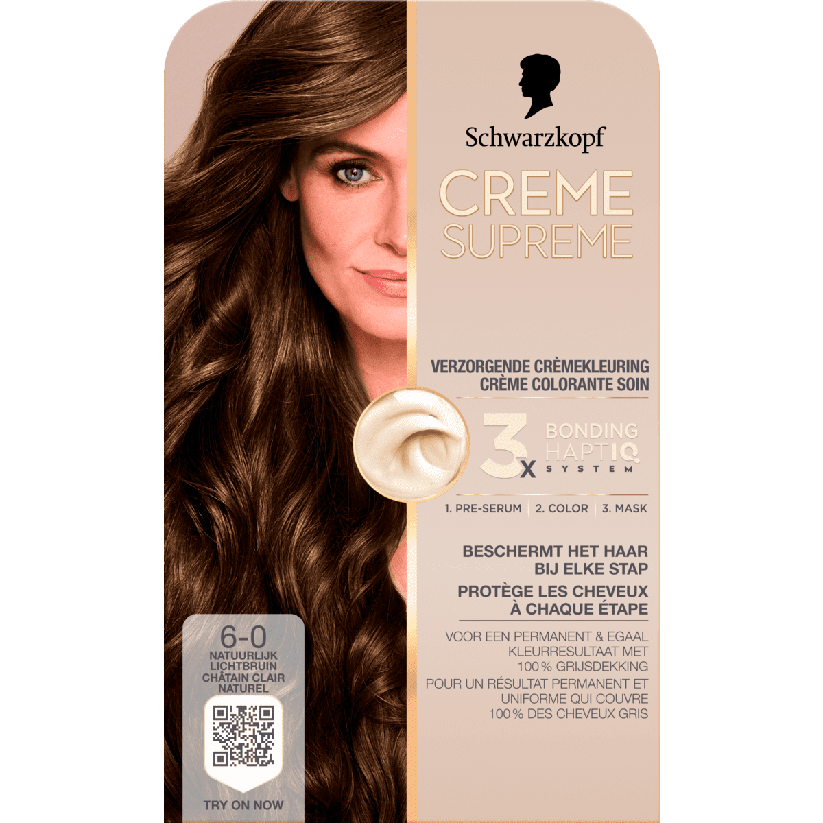 Schwarzkopf Creme Supreme Haarkleuring 6-0 Natuurlijk Lichtbruin 182 GR ...