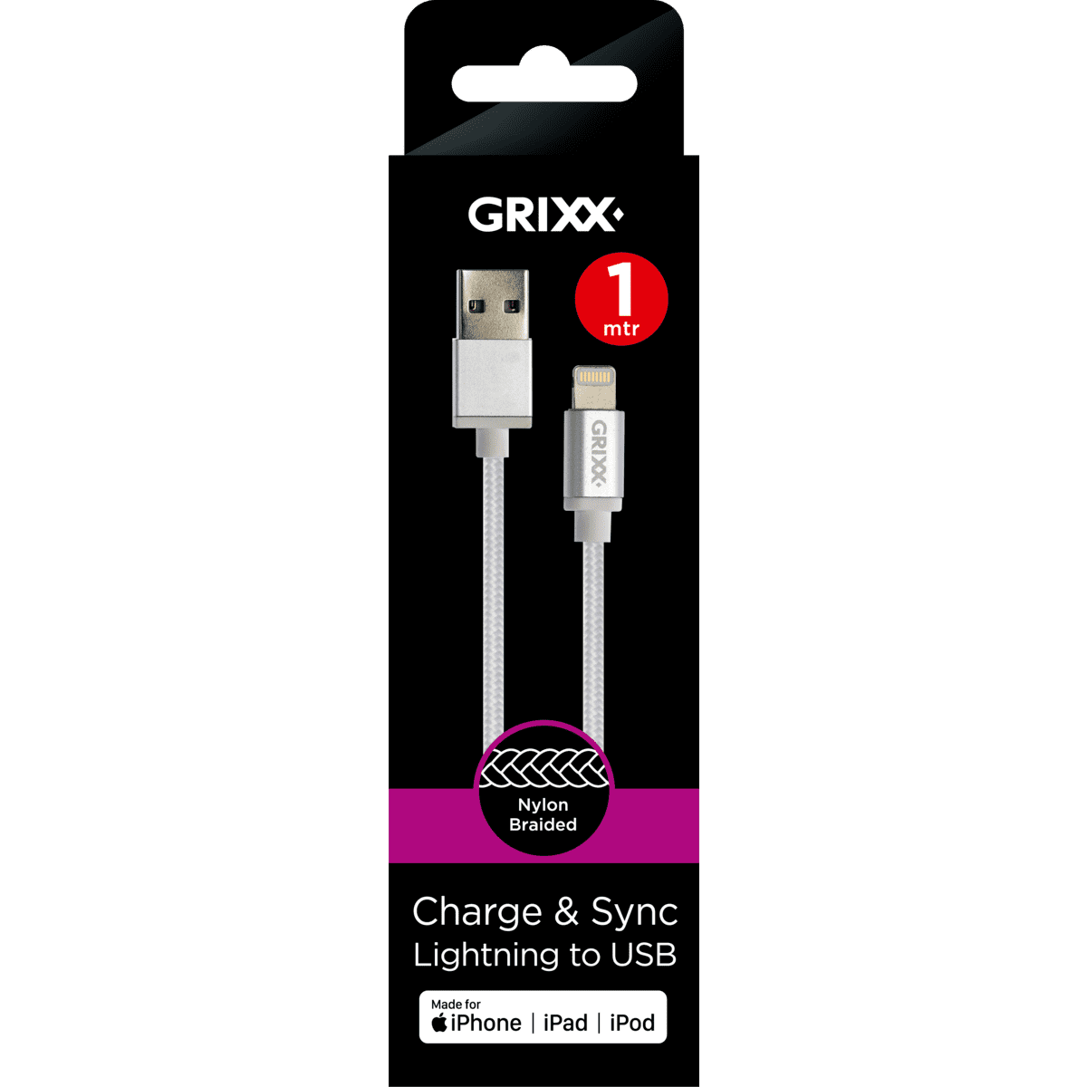 Grixx Lightning to USB-A 1M White 1 EA | Etos