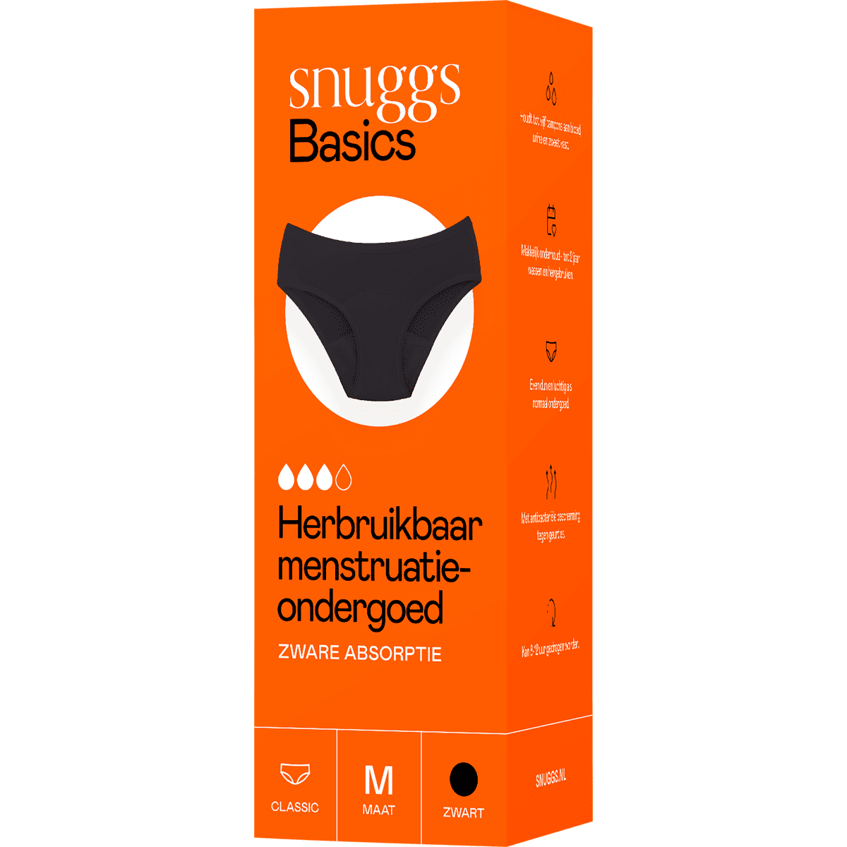 Snuggs Basics Menstruatieondergoed Zwart Maat M 1 EA | Etos