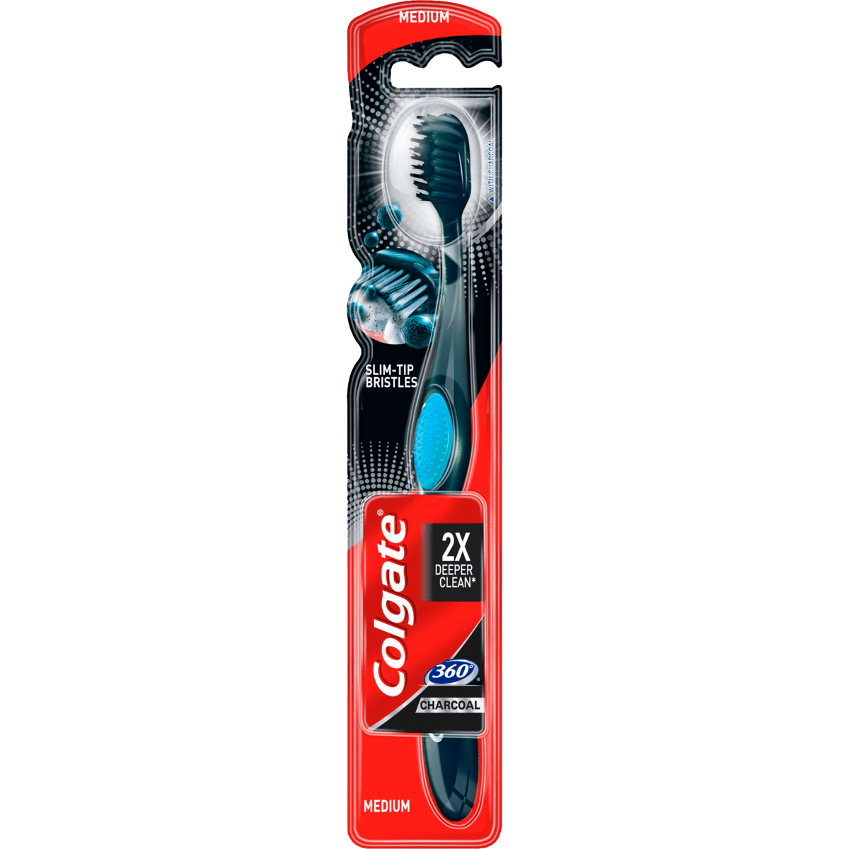 Colgate 360 Black Charcoal Medium Tandenborstel 1 EA | Etos