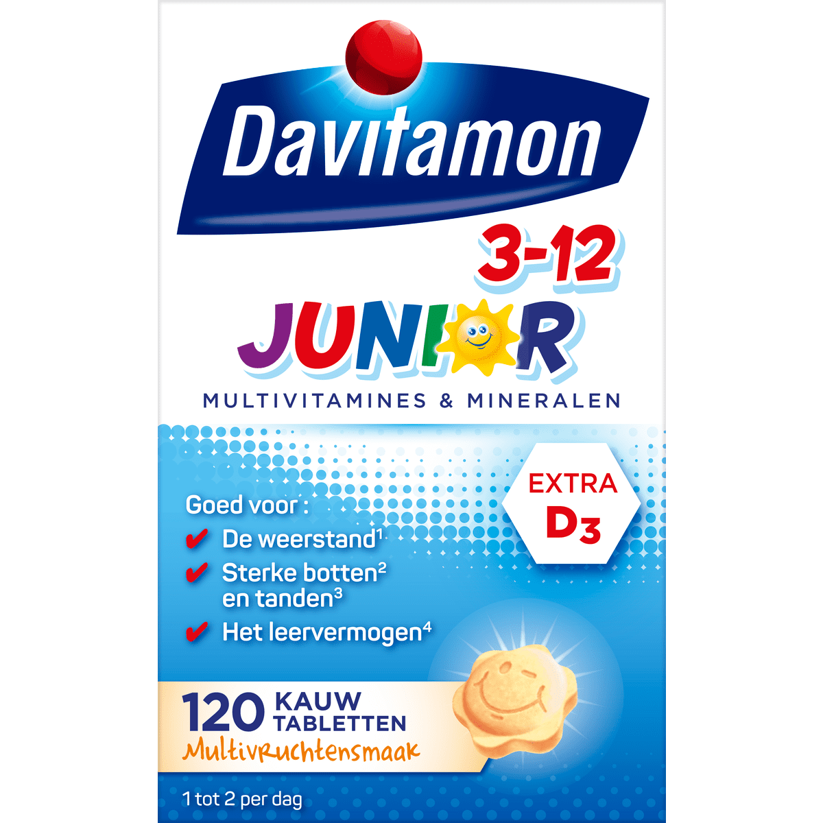 Davitamon Junior 3+ Kauwvitamines Multifruit 120 EA | Etos