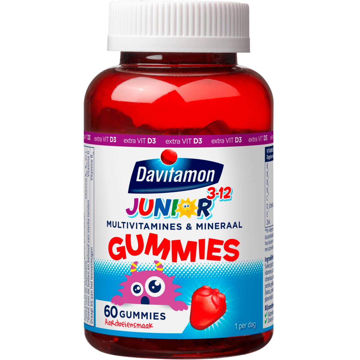 Davitamon Junior 3-12 Gummies Aardbeiensmaak 60 EA | Etos